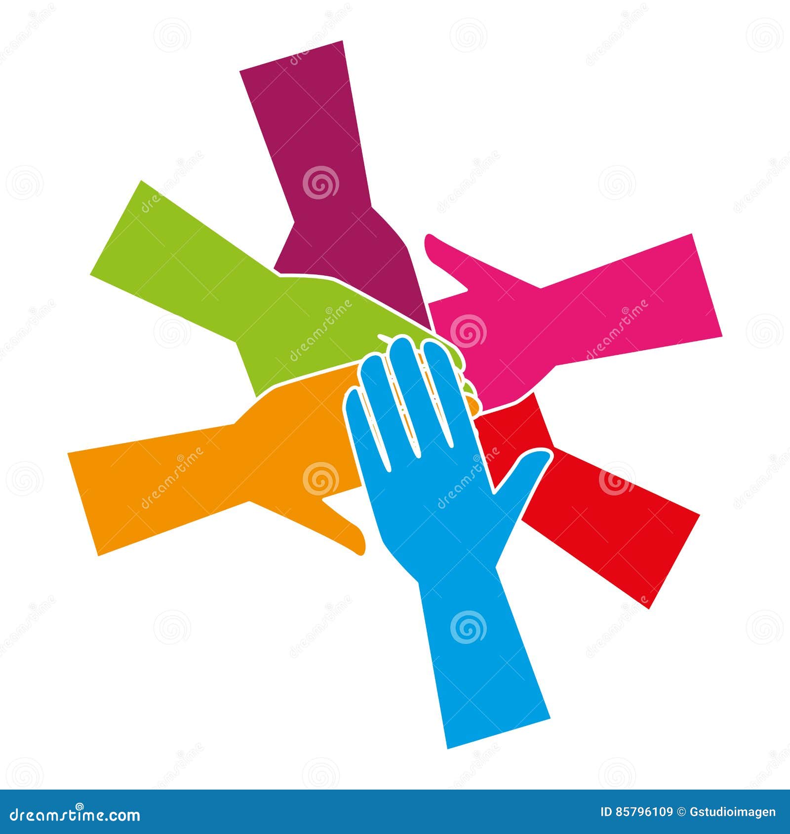 Hand Human Silhouette Colors Community Icon Stock Vector - Illustration ...