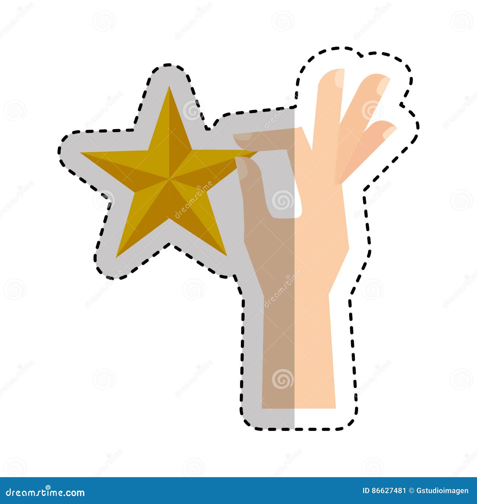 Hand human with star stock vector. Illustration of shape - 86627481