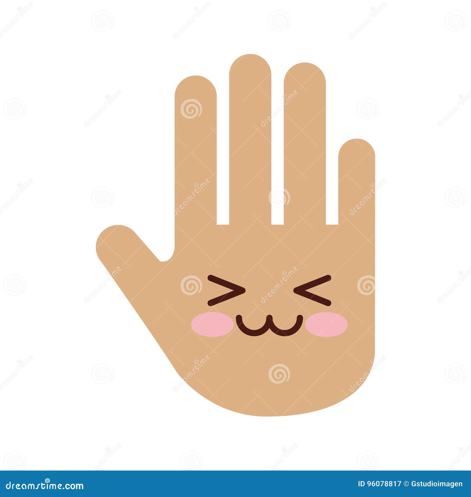 Hand Human Stop Kawaii Character Stock Vector - Illustration of ...