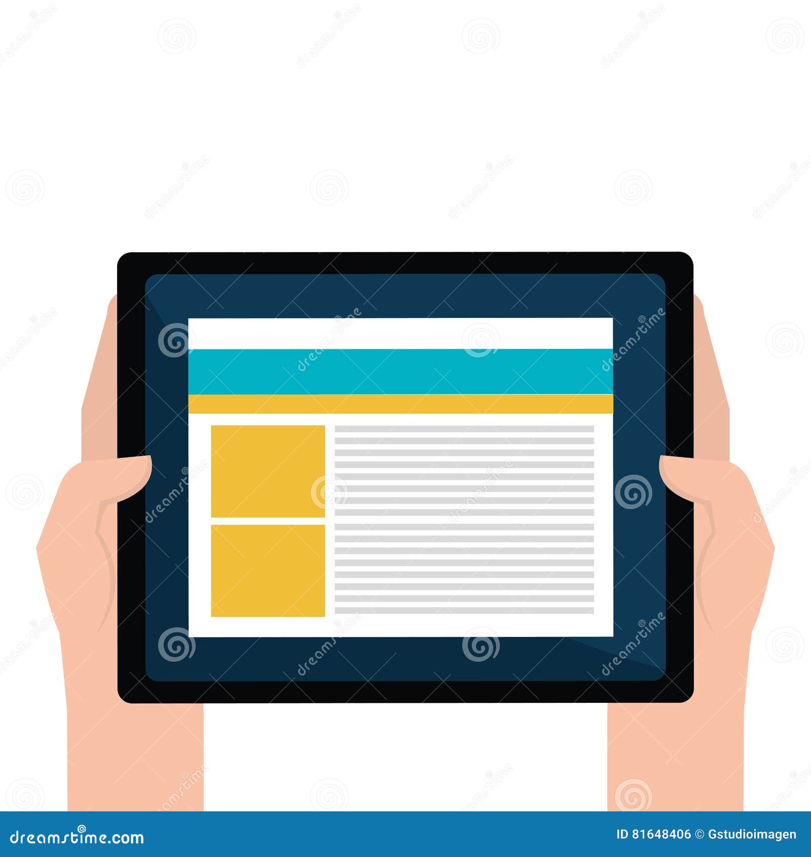 Hand Human with Tablet Device Isolated Icon Stock Vector - Illustration ...