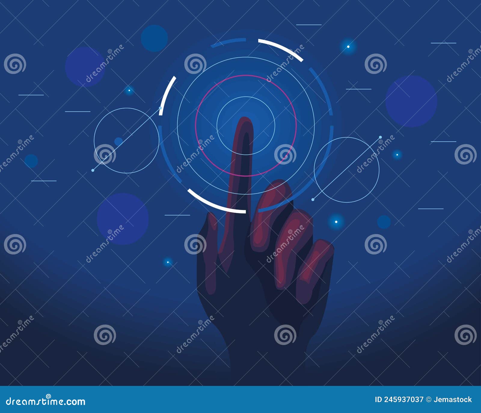 Hand human touching tech stock vector. Illustration of science - 245937037