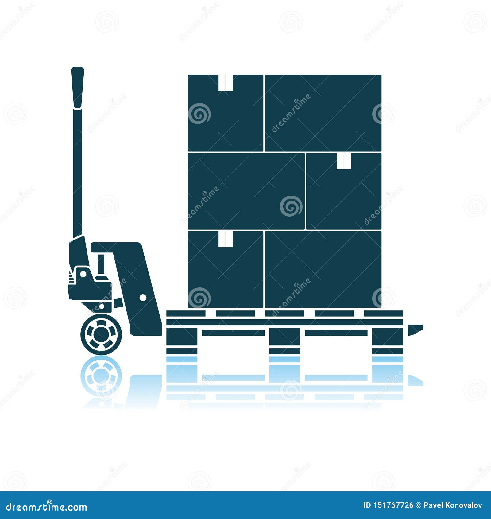 Hand Hydraulic Pallet Truc With Boxes Icon Vector Illustration ...