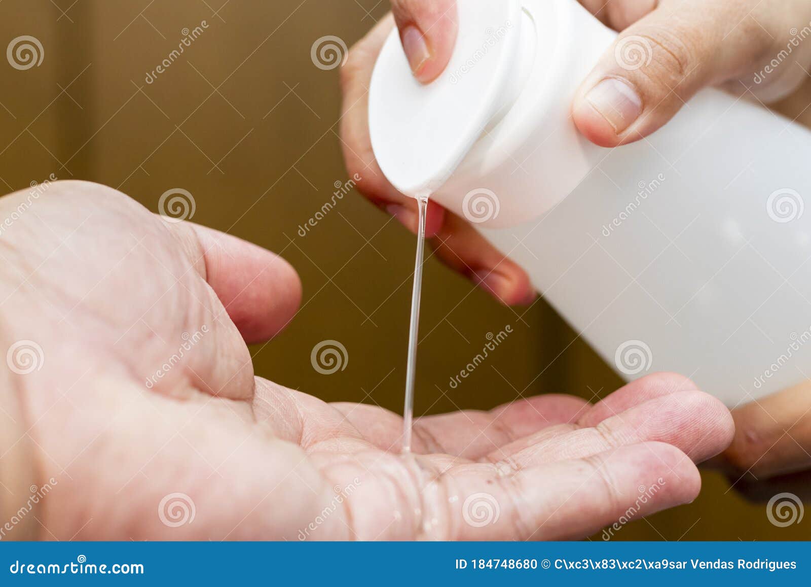 Hand Hygiene with Alcohol Gel 70, Prevention of Coronavirus Stock Photo ...