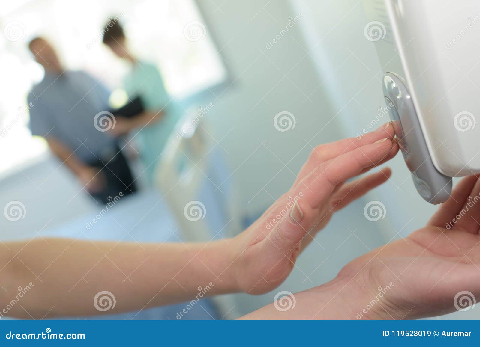 Hand hygiene in hospitals stock image. Image of mounted - 119528019