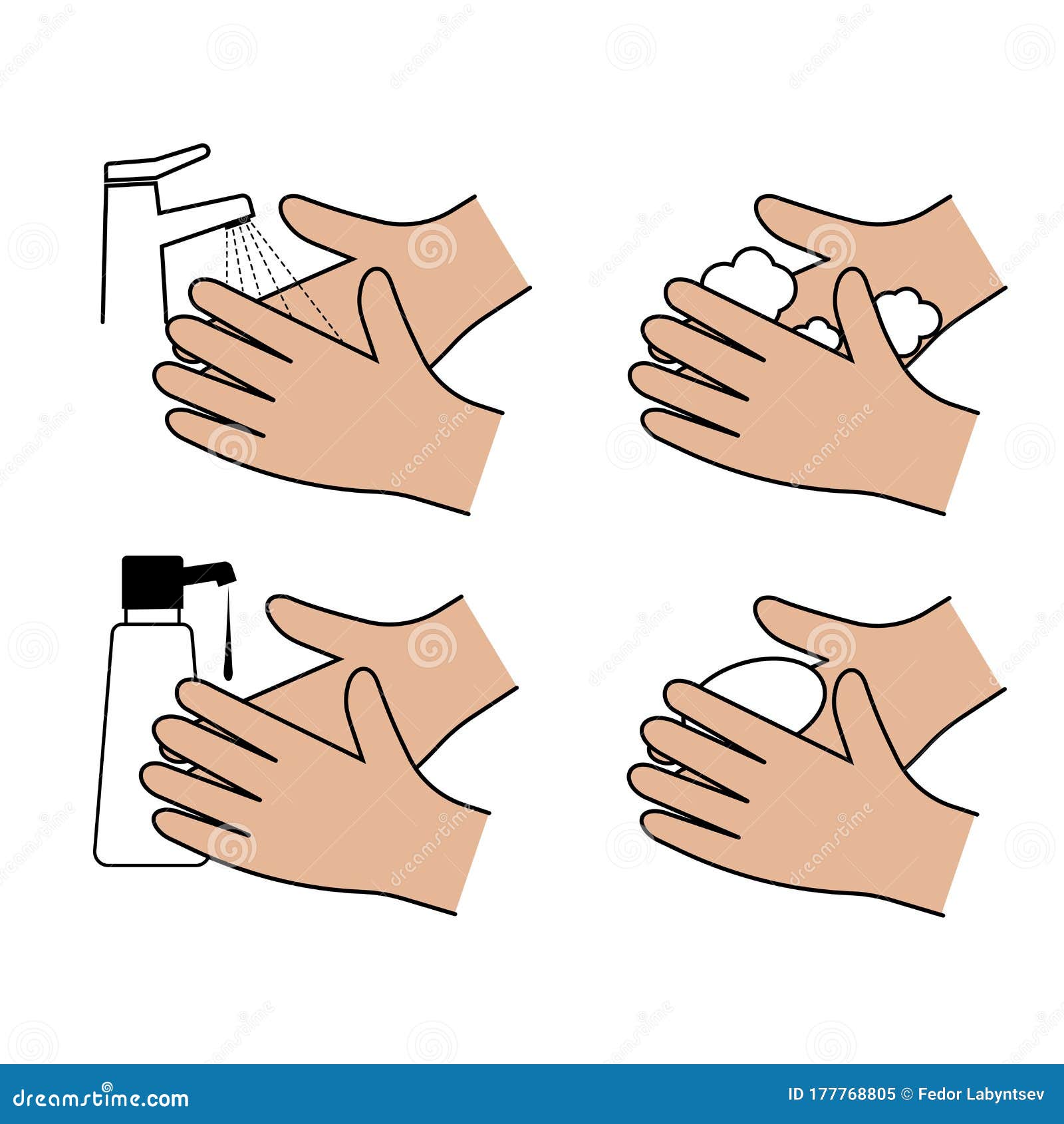 Hand Hygiene Icon Set Vector Icon Stock Vector - Illustration of ...