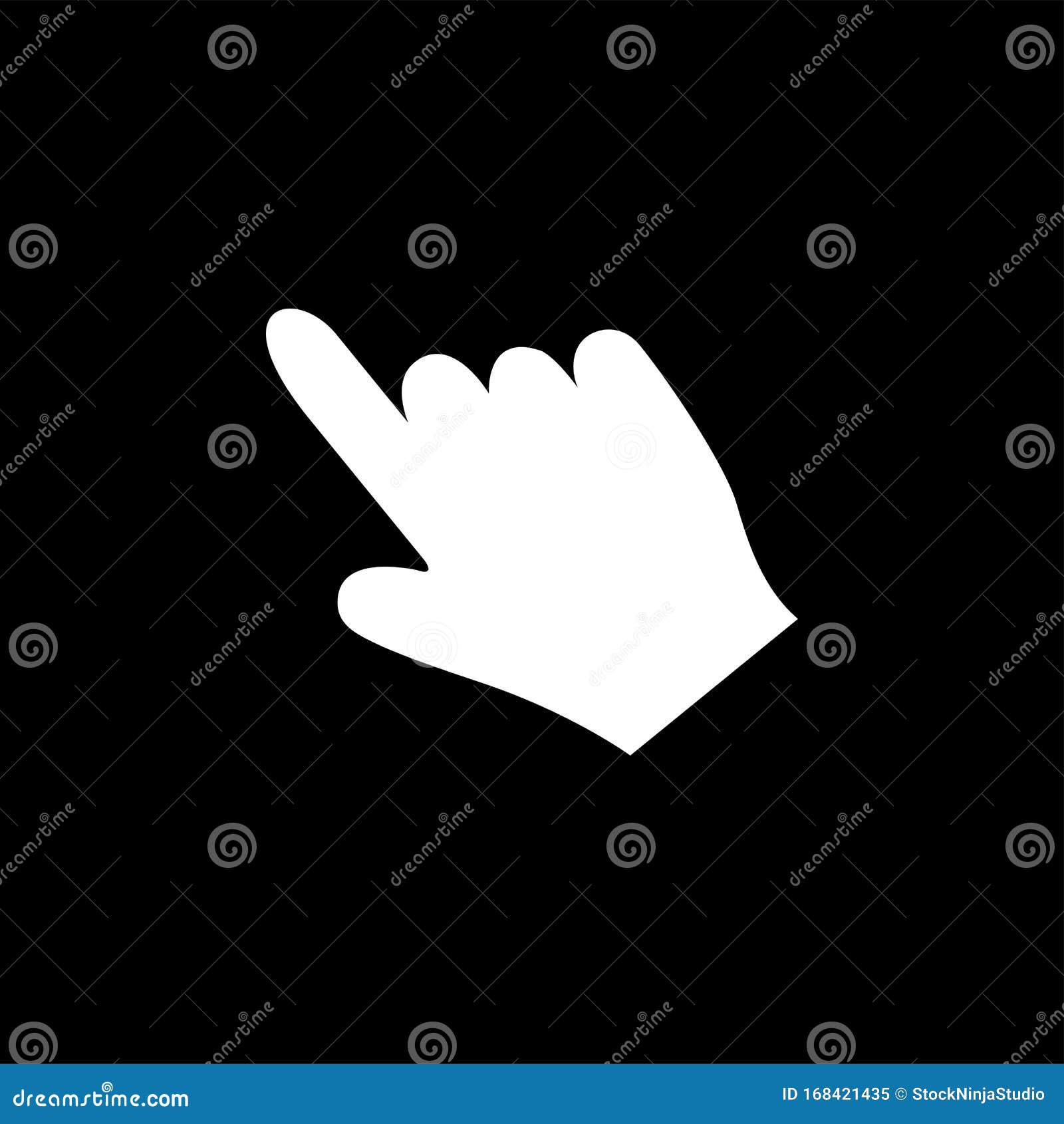 Hand Icon on Black Background. Black Flat Style Vector Illustration ...