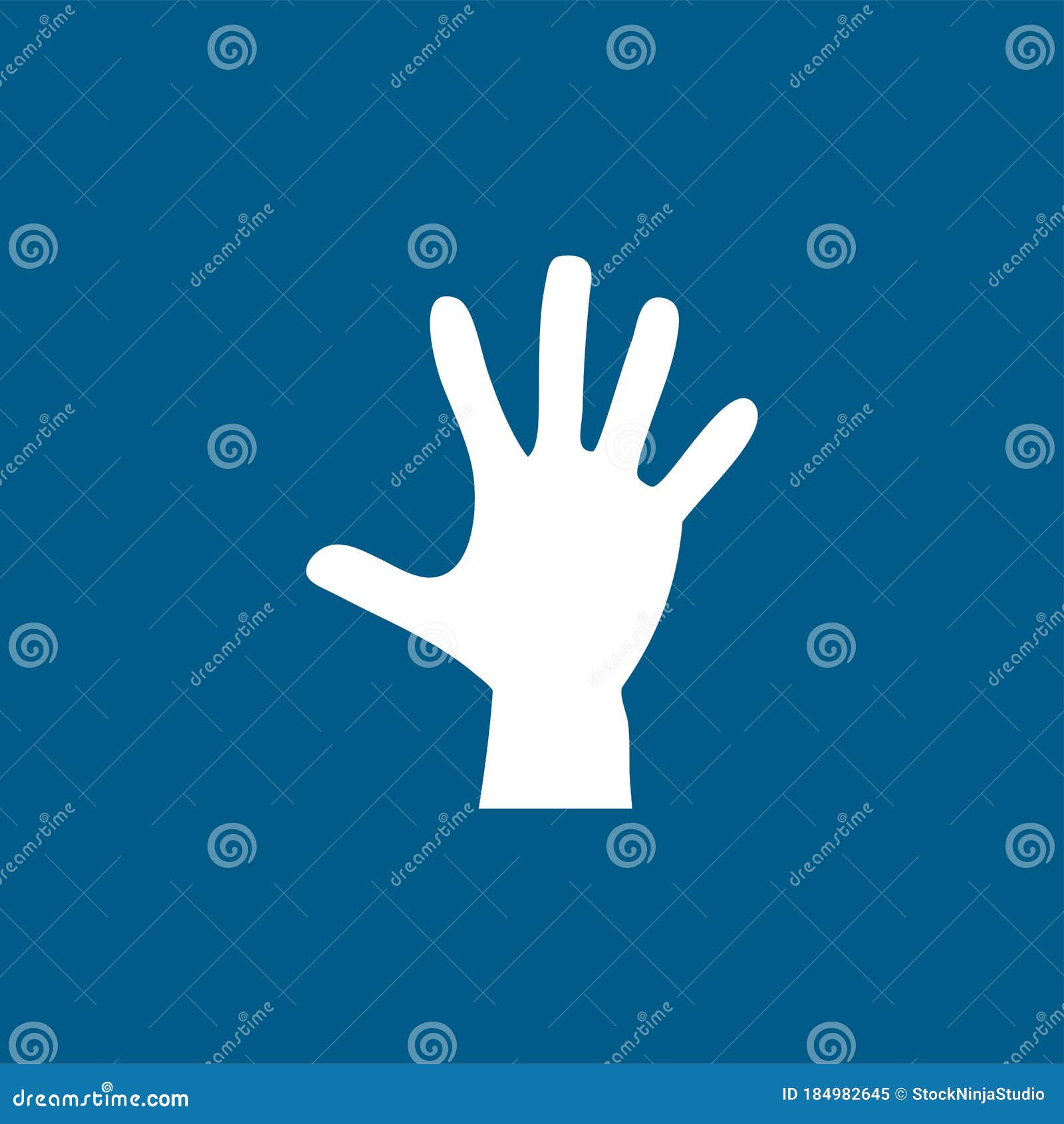 Hand Icon on Blue Background. Blue Flat Style Vector Illustration Stock ...