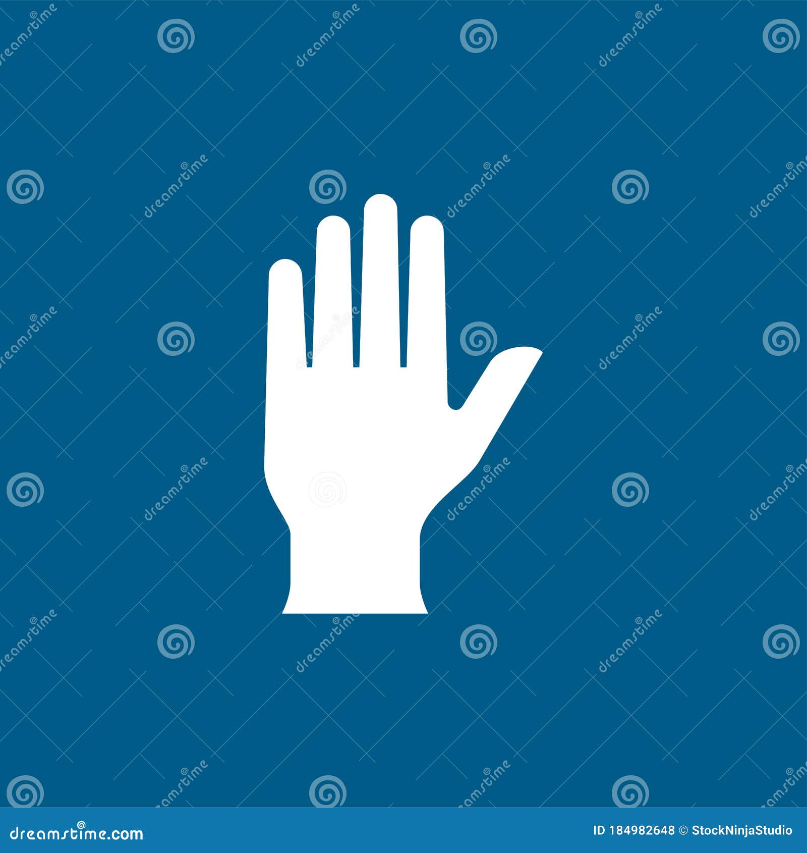 Hand Icon on Blue Background. Blue Flat Style Vector Illustration Stock ...
