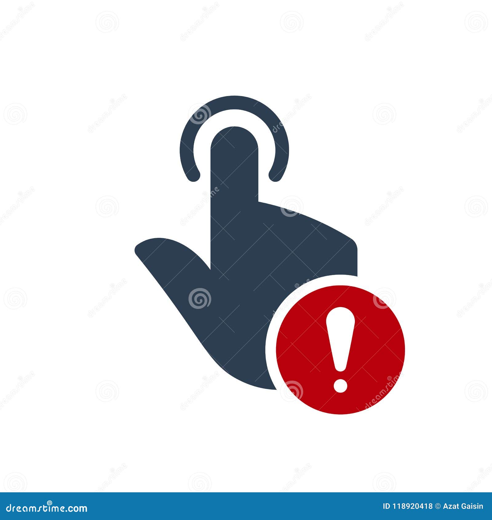 Hand Icon, Gestures Icon with Exclamation Mark. Hand Icon and Alert ...