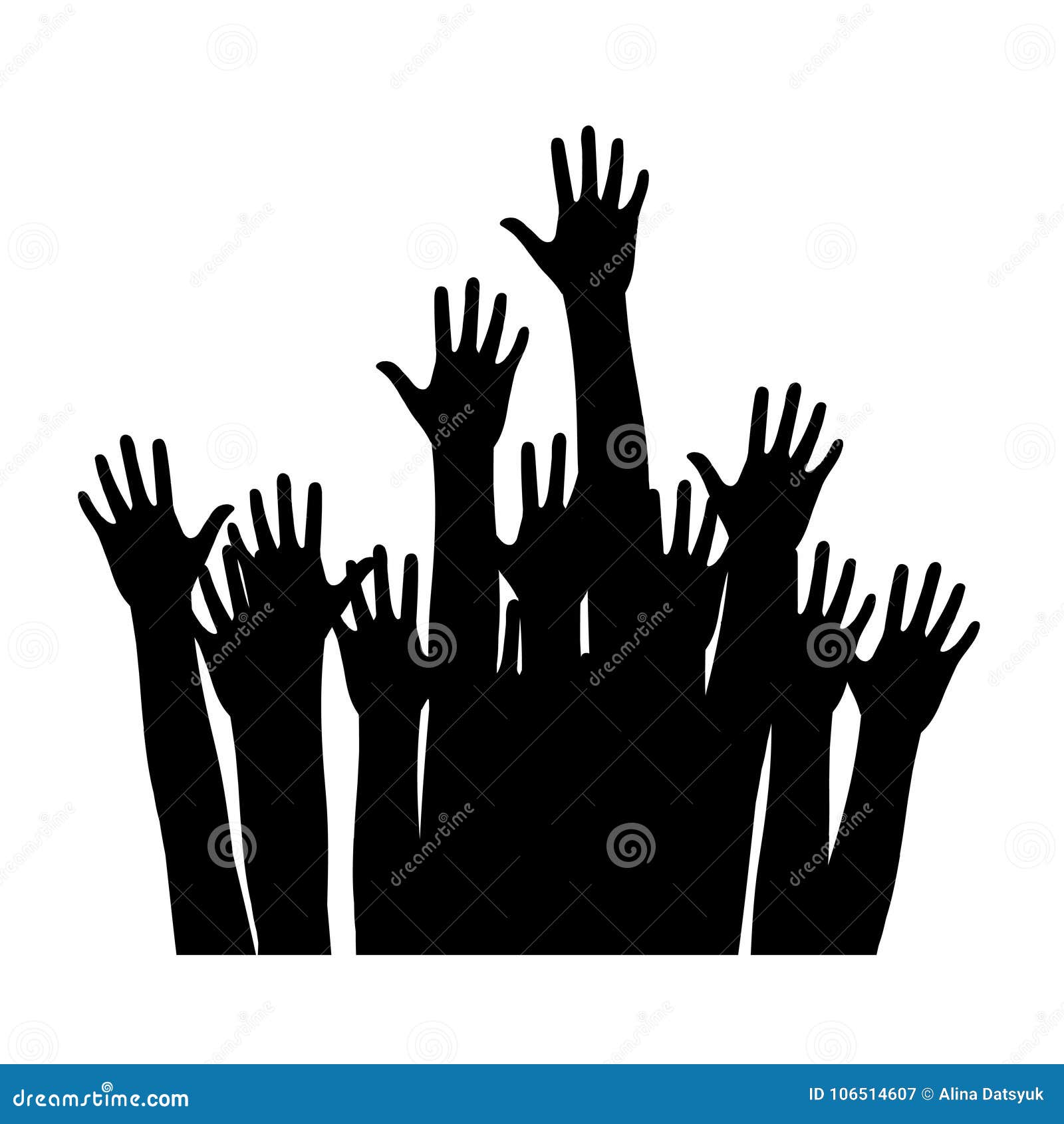 Set of Raised Hands Isolated on White, . Stock Illustration ...