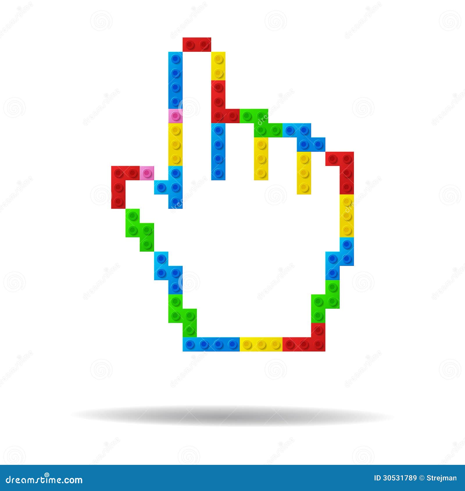 Hand Icon from Plastic Toy Blocks Stock Illustration - Illustration of ...