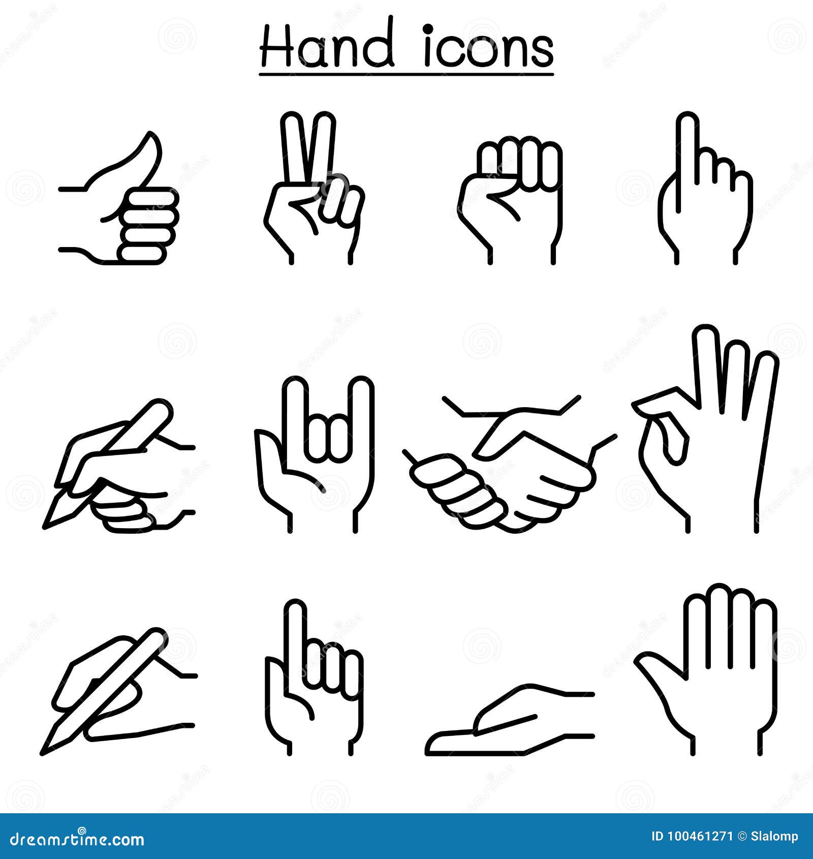 Hand Icon Set in Thin Line Style Stock Vector - Illustration of fist ... Hand Icon Set in Thin Line Style Stock Vector - Illustration of fist ...