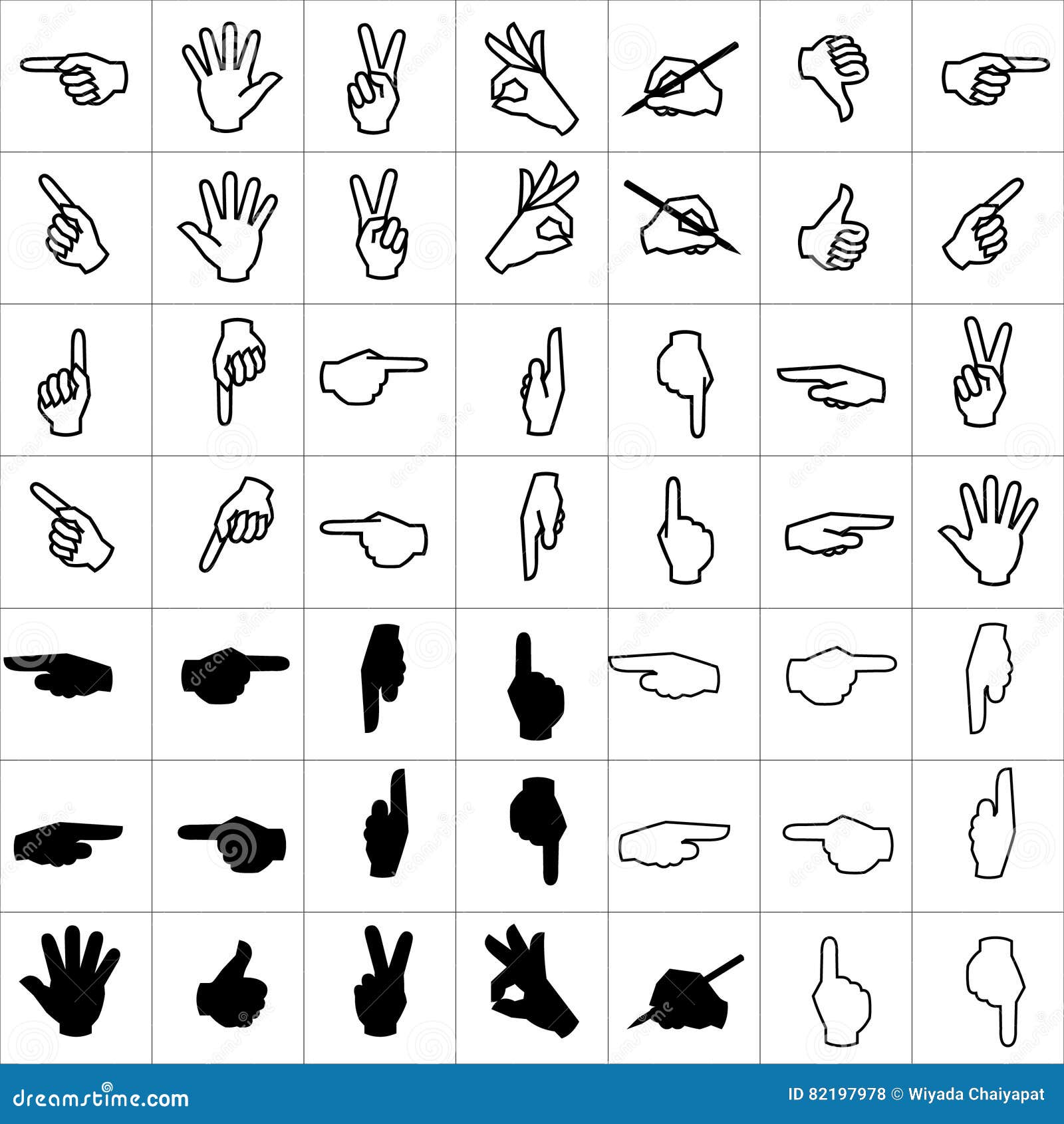 Hand icon set vector stock vector. Illustration of human - 82197978