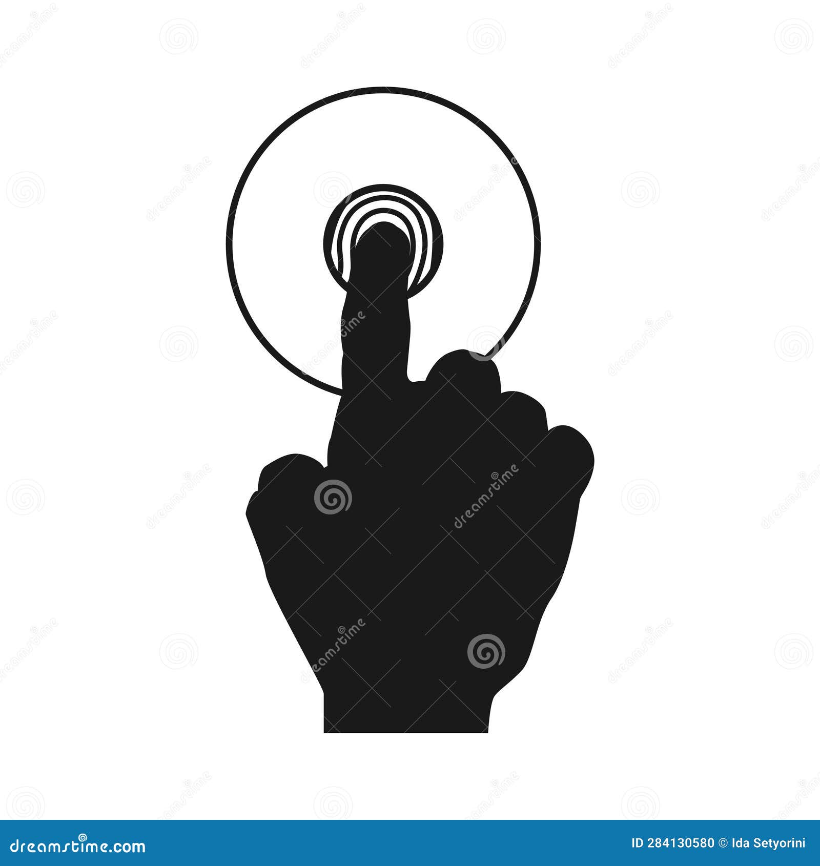 Hand Icon Touching Fingerprint Scan Vector Stock Illustration ...