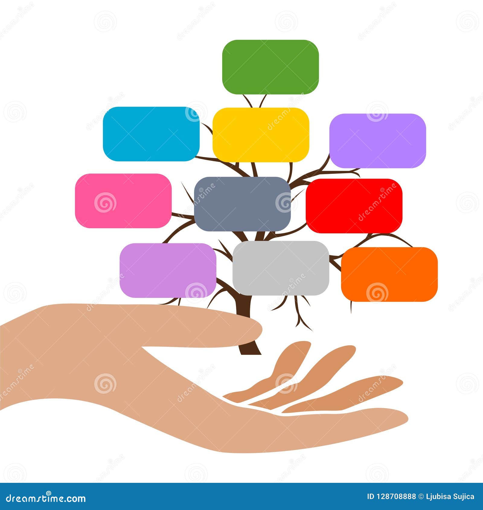 Hand icon with tree stock vector. Illustration of forest - 128708888