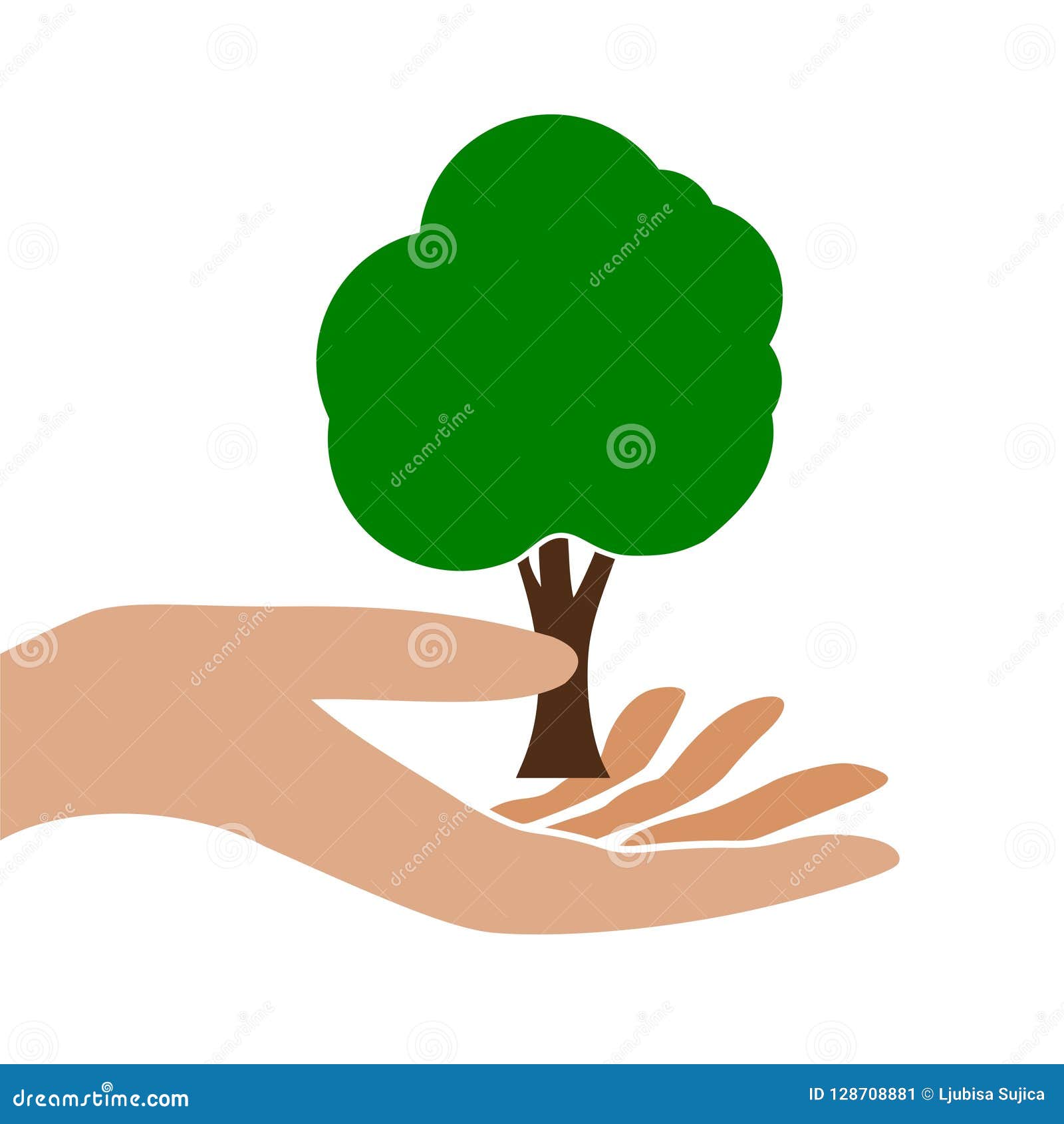 Hand icon with tree stock vector. Illustration of hand - 128708881