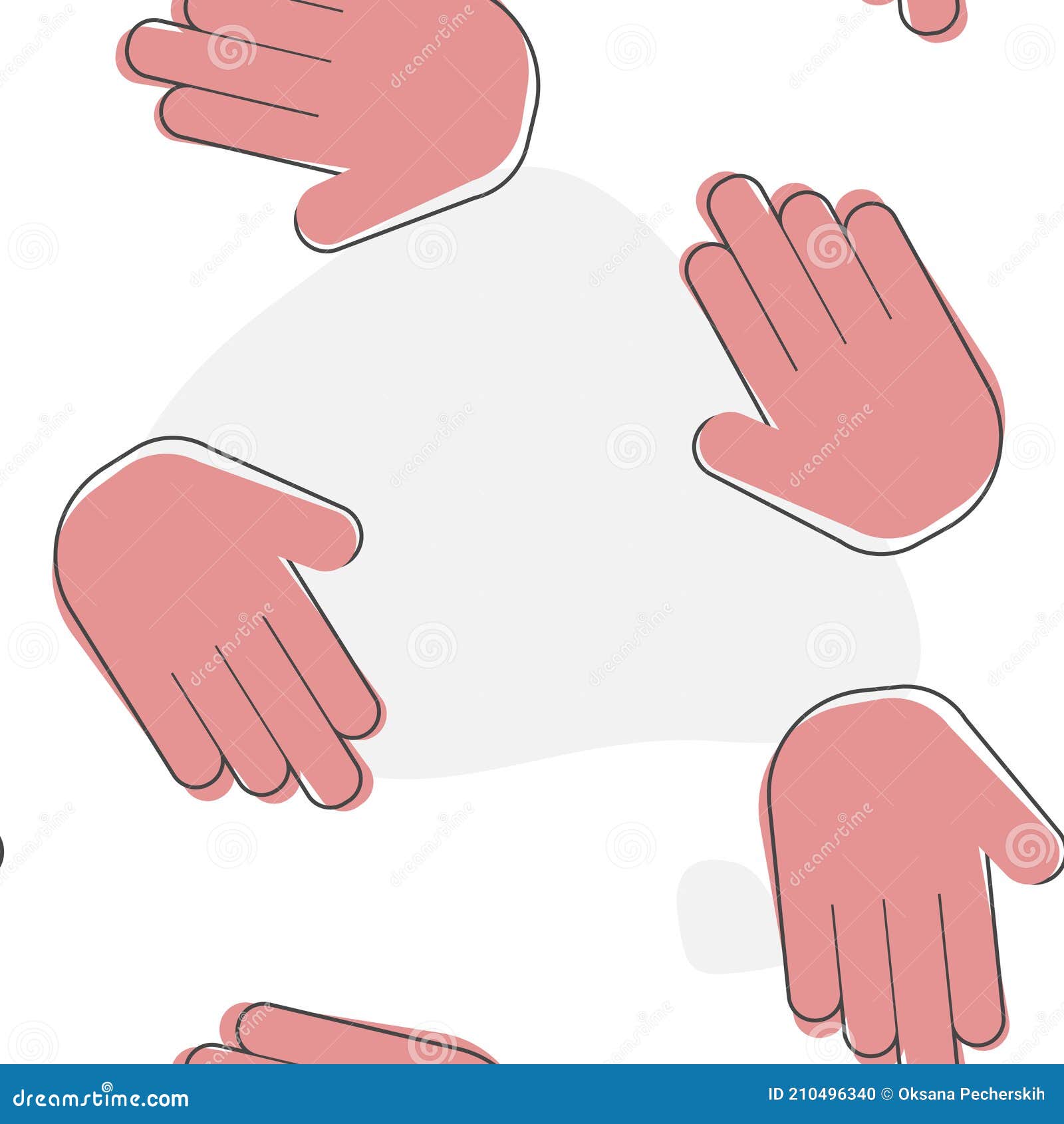 Hand Icon Vector Cartoon Style on Seamless Pattern on a White ...
