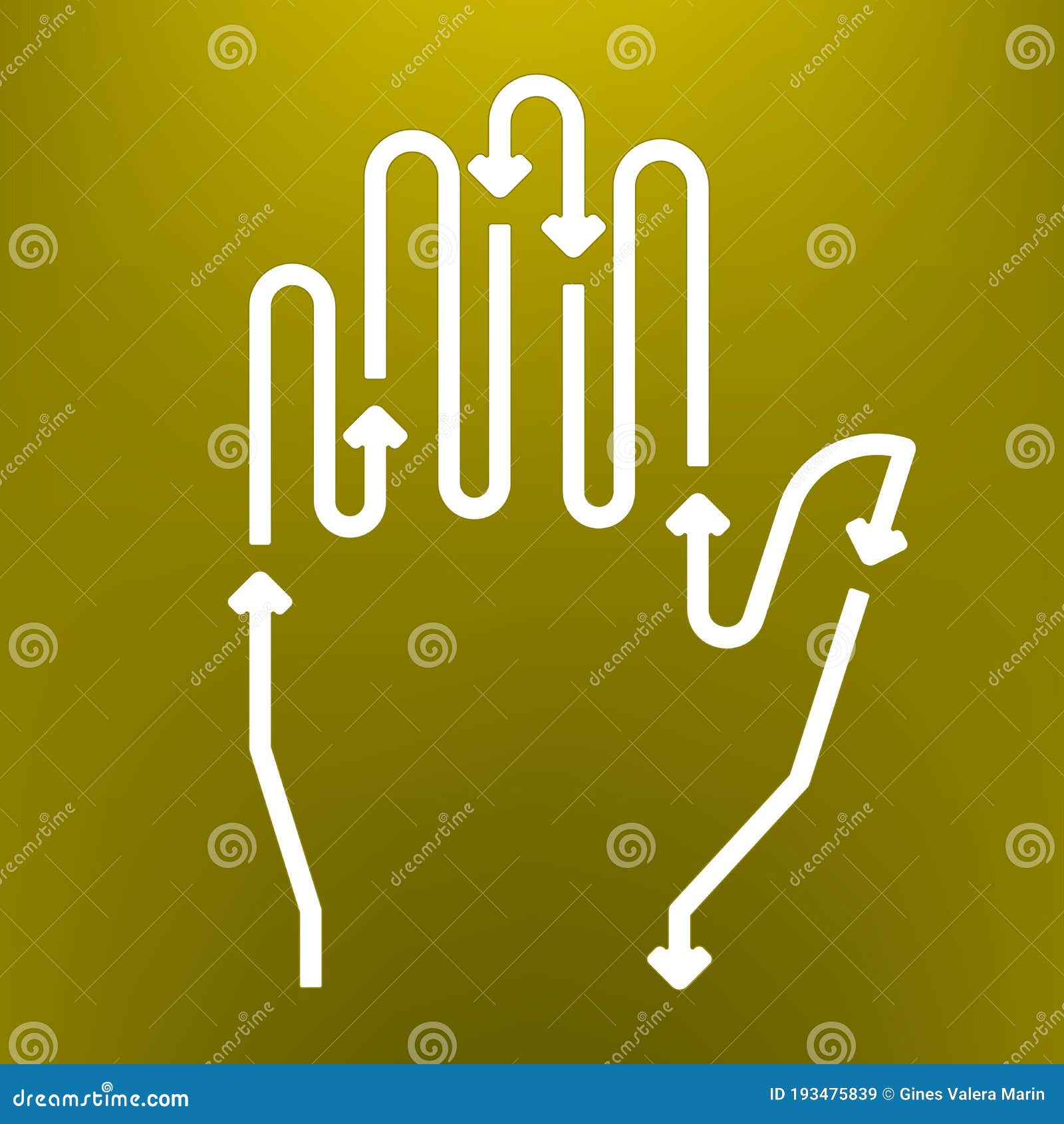 Hand Icon in White with Arrows. Direction Symbol Stock Illustration ...