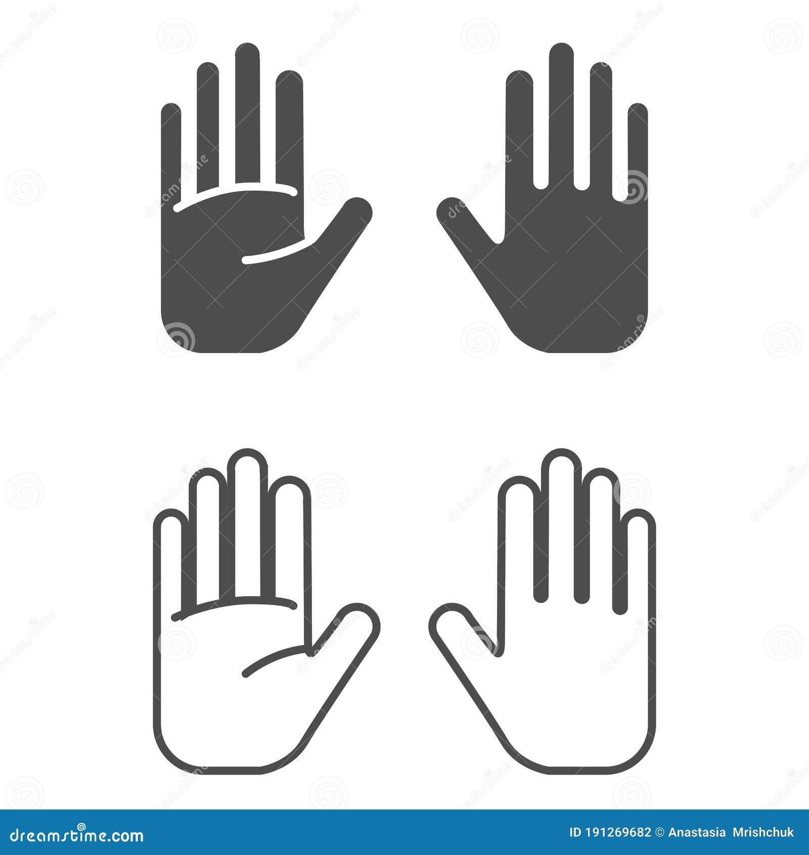 Hand Icon on a White Background. Vector Illustration Stock Illustration ...