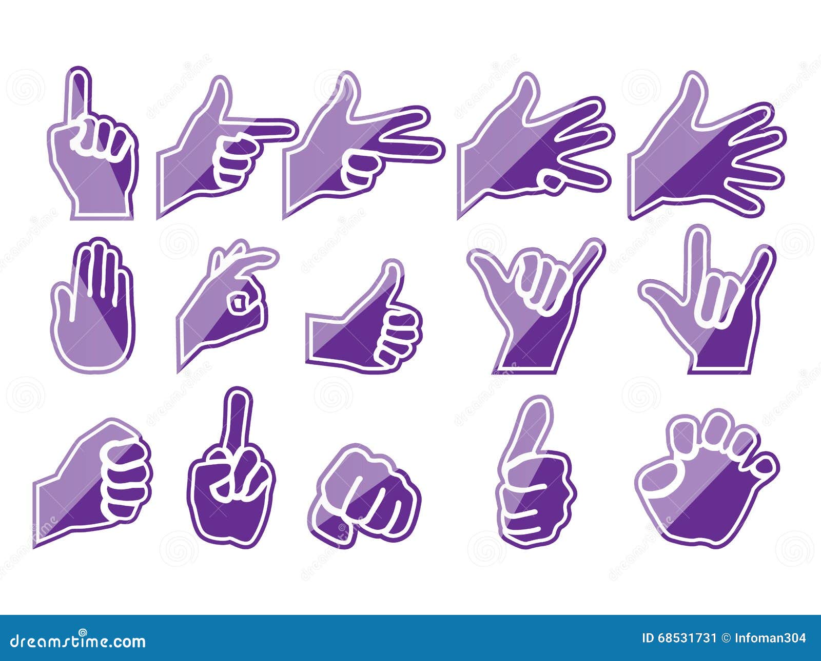 Hand icons cartoon style stock vector. Illustration of gesture - 68531731