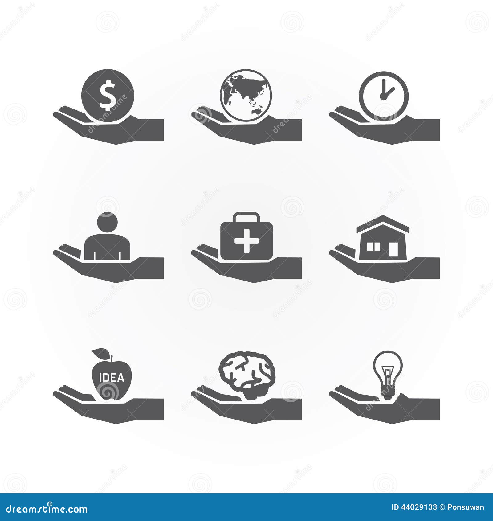 Hand Icons Saving Concept Design Vector. Stock Vector - Illustration of ...