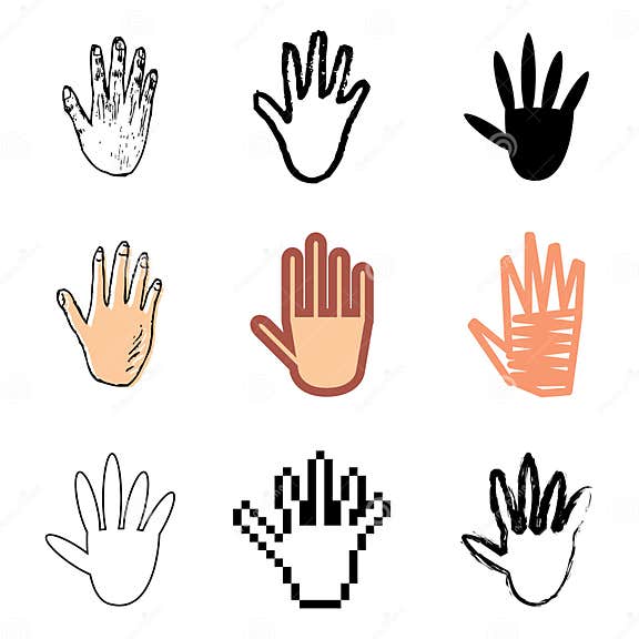 Hand icons set stock vector. Illustration of sign, style - 23873014