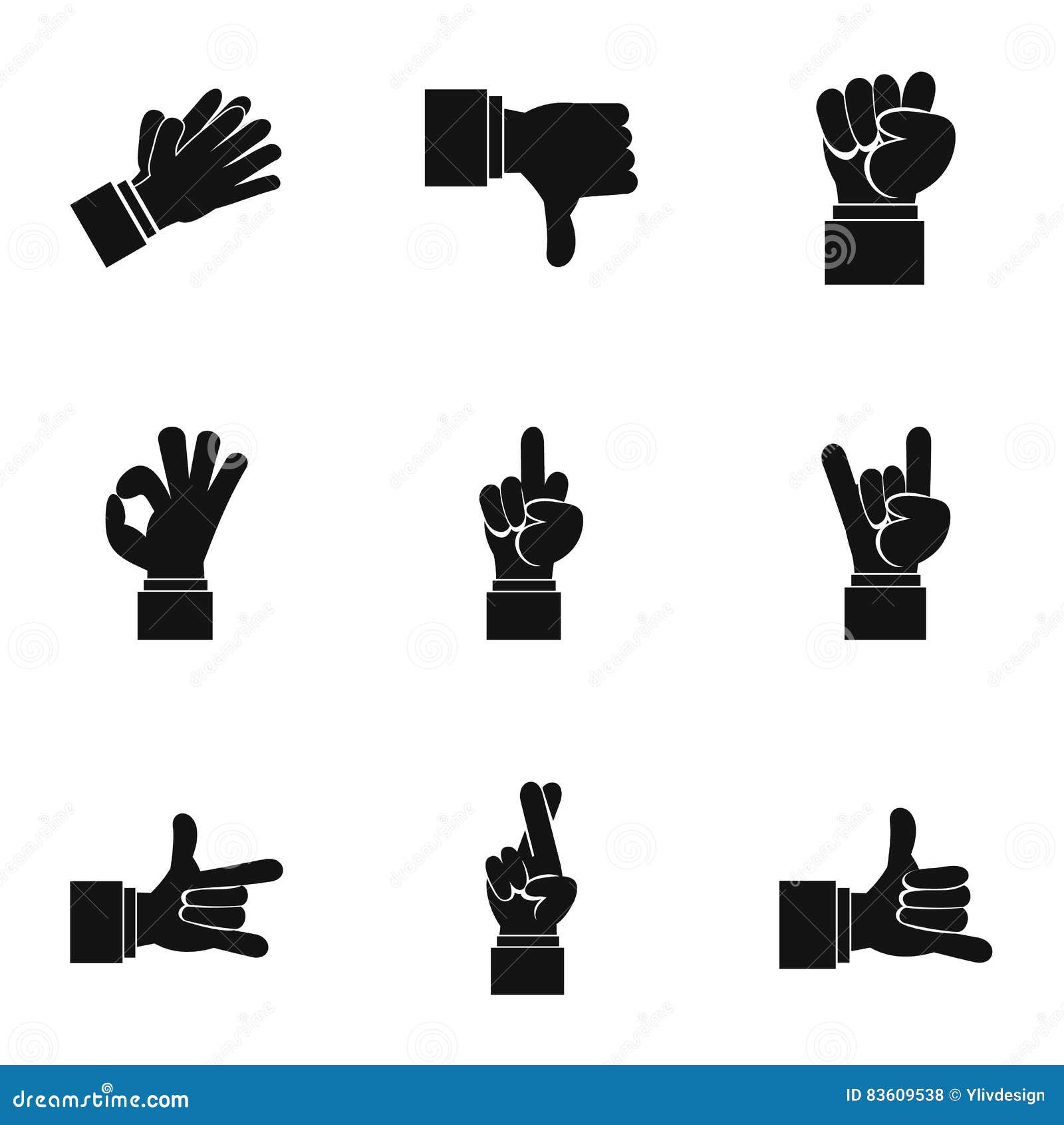 Hand Icons Set, Simple Style Stock Vector - Illustration of body ...