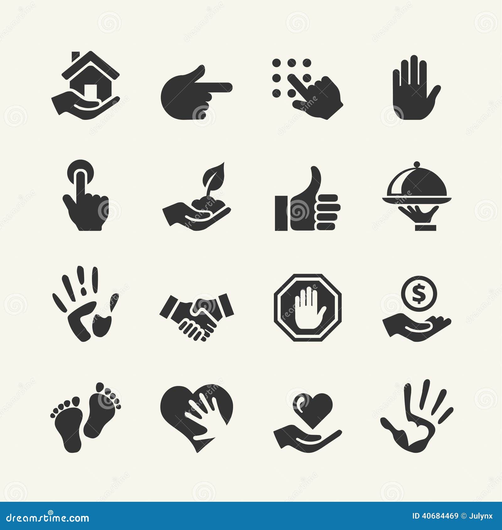 Hand Icons vector set stock vector. Illustration of print - 40684469