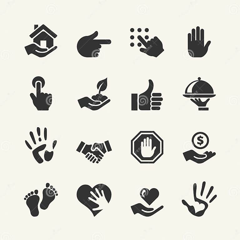 Hand Icons vector set stock vector. Illustration of print - 40684469
