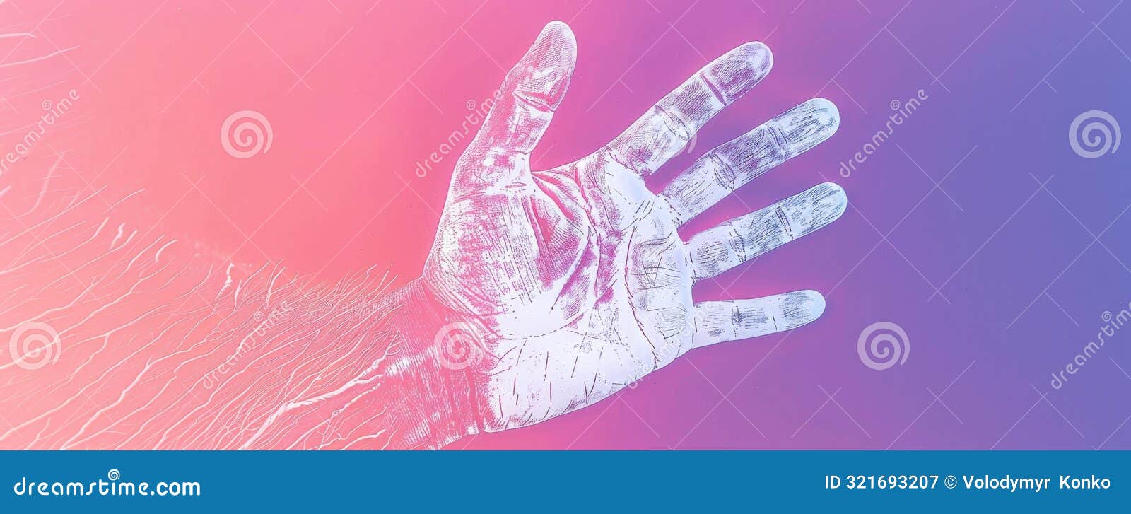 Hand Illustration on a Gradient Background, Digital Art Concept Stock ...