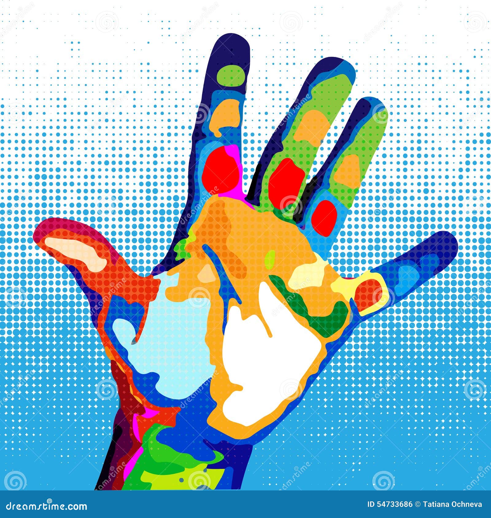 Hand im Stil der Pop-Art stock abbildung. Illustration von ikone - 54733686