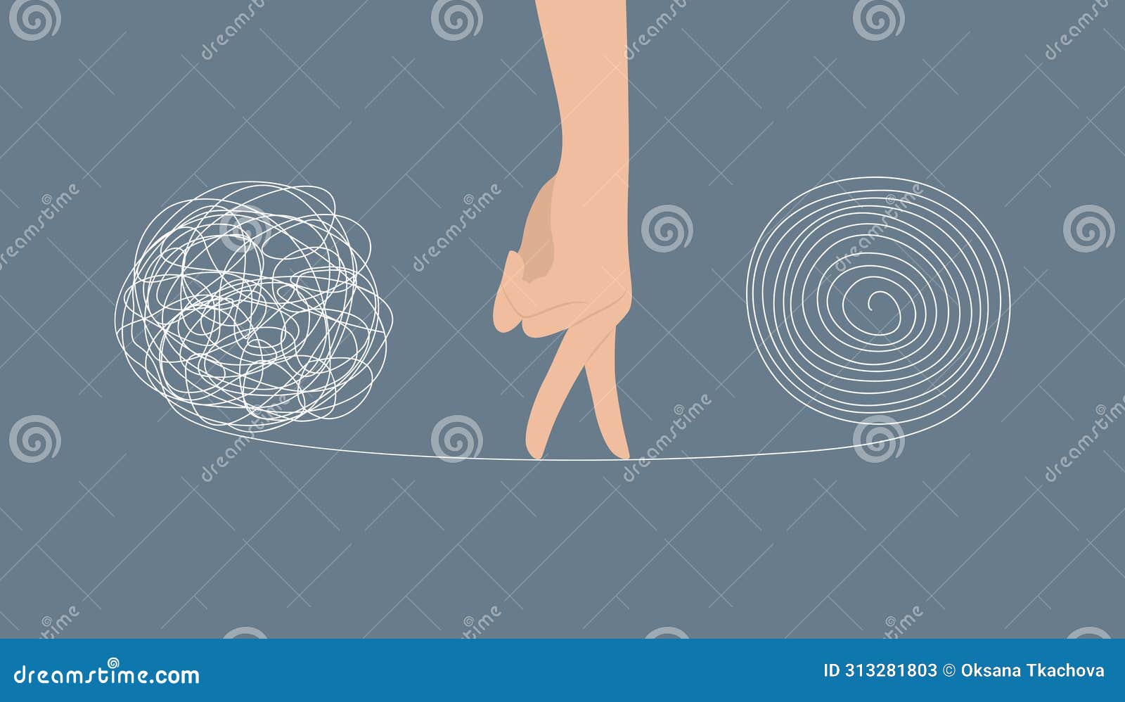 Hand Imitating Walking with Fingers on Thread between Tangled and ...