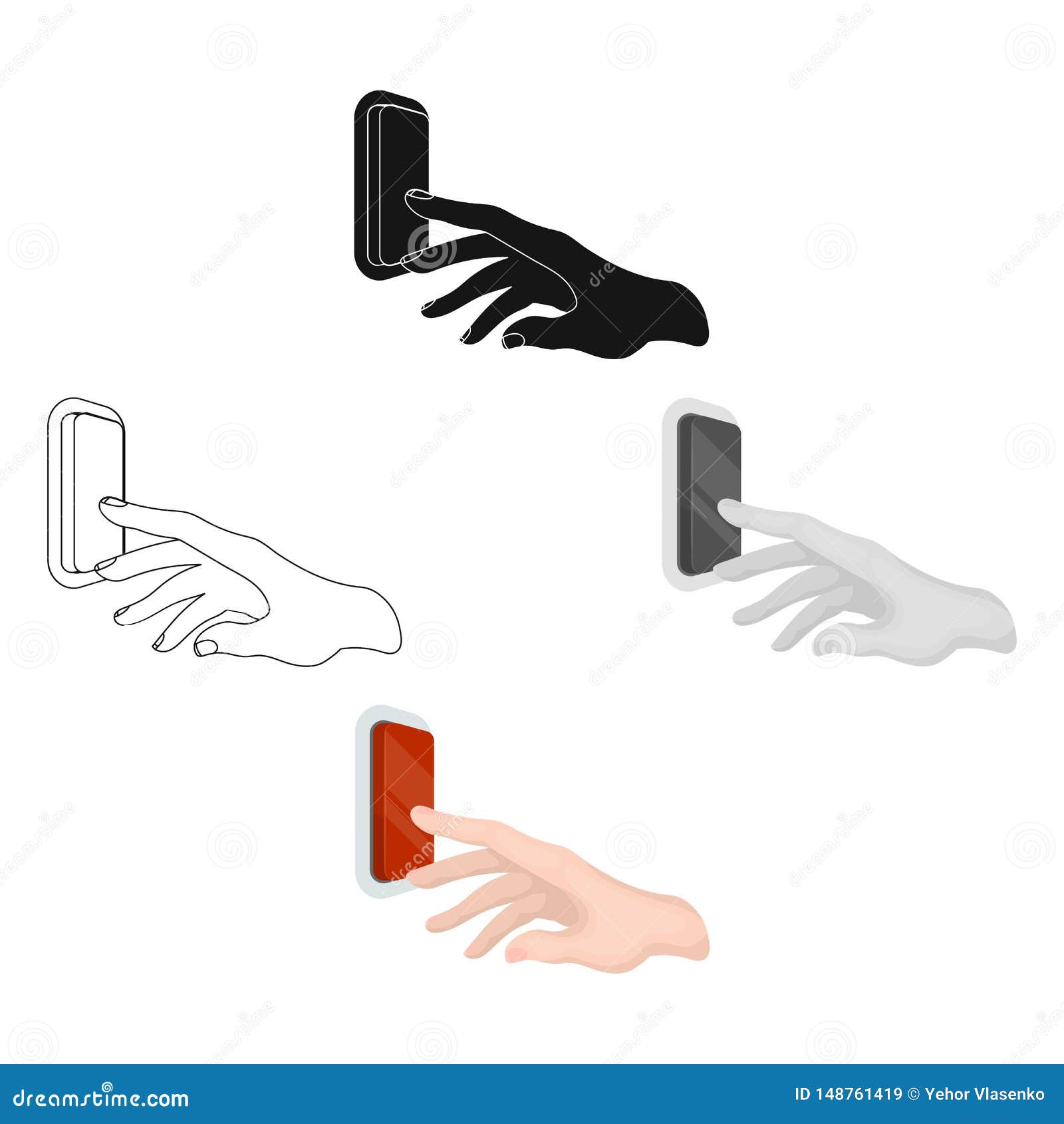 A Hand that Includes an Electric Switch. Push Button Switch Single Icon ...