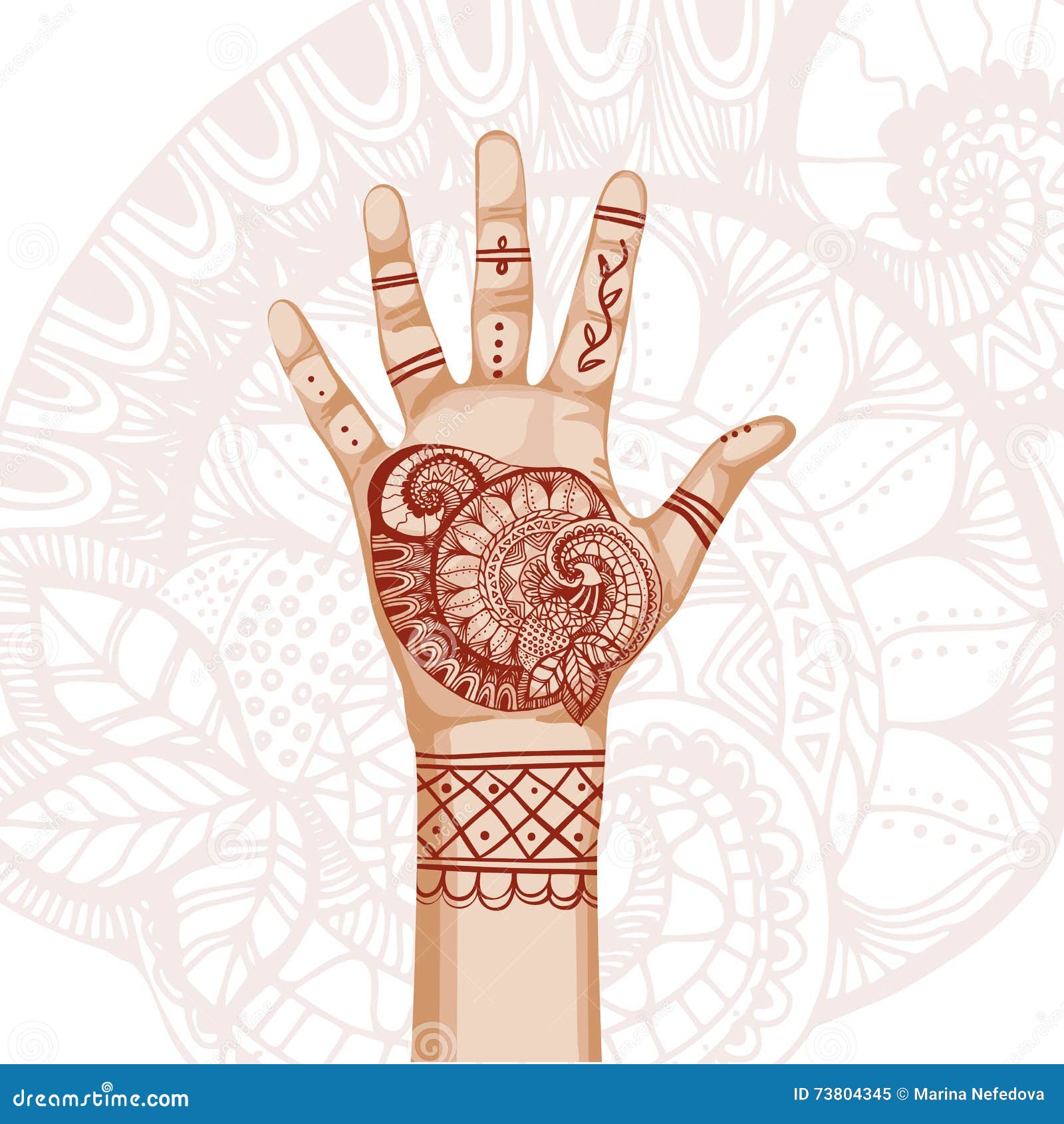 Hand with Indian Ethnic Mehendi Ornament Stock Illustration ...