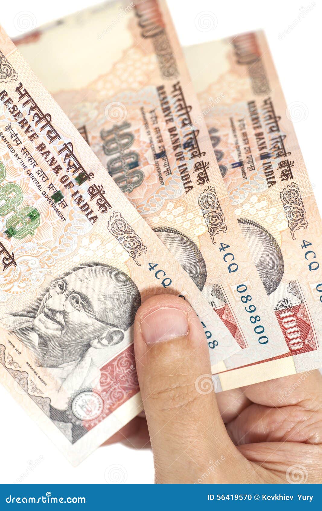 Hand with Indian Thousand Rupee Notes Stock Photo - Image of expense ...