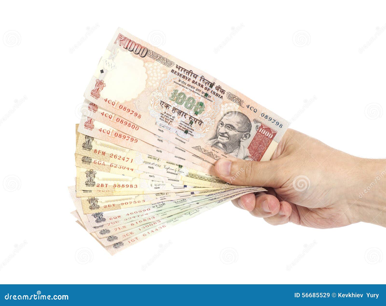 Hand with Indian Thousand Rupee Notes Stock Image - Image of economic ...