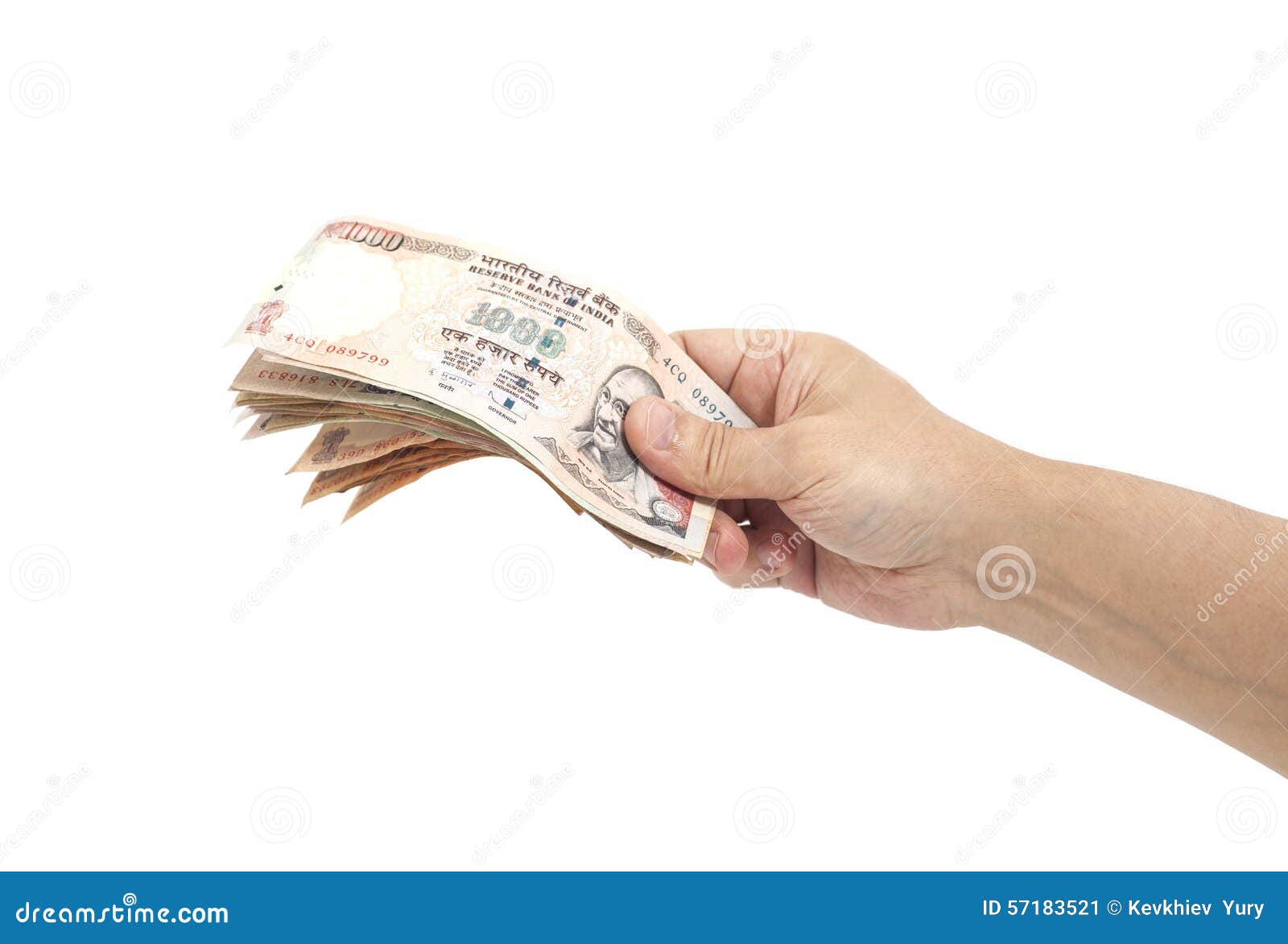 Hand with Indian Thousand Rupee Notes Stock Image - Image of payout ...