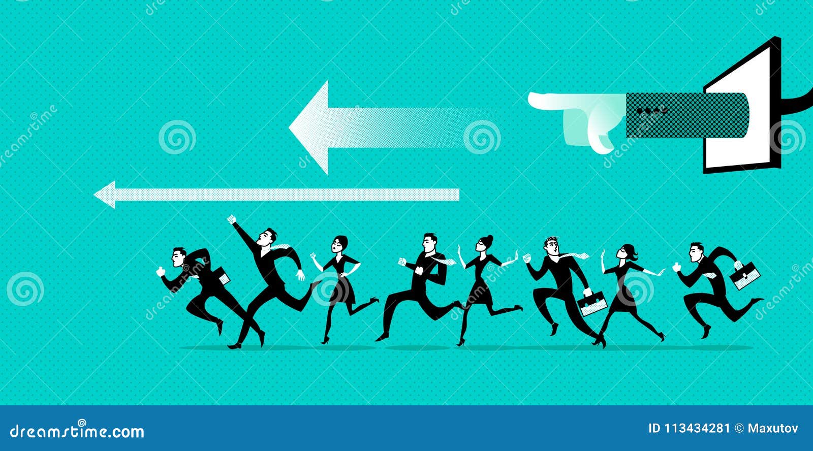 The Hand Indicates the Direction of the Group Stock Vector ...