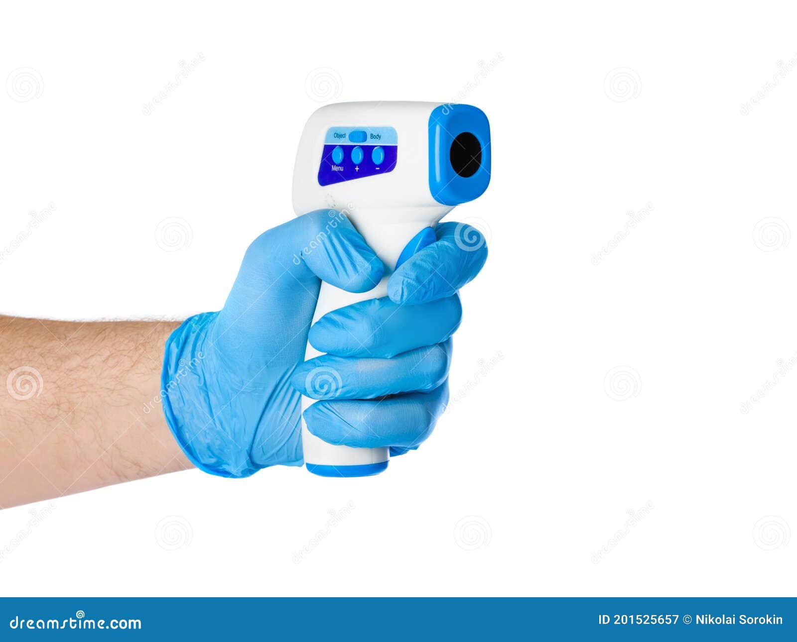 Hand with Infrared Thermometer Stock Image - Image of isolated ...