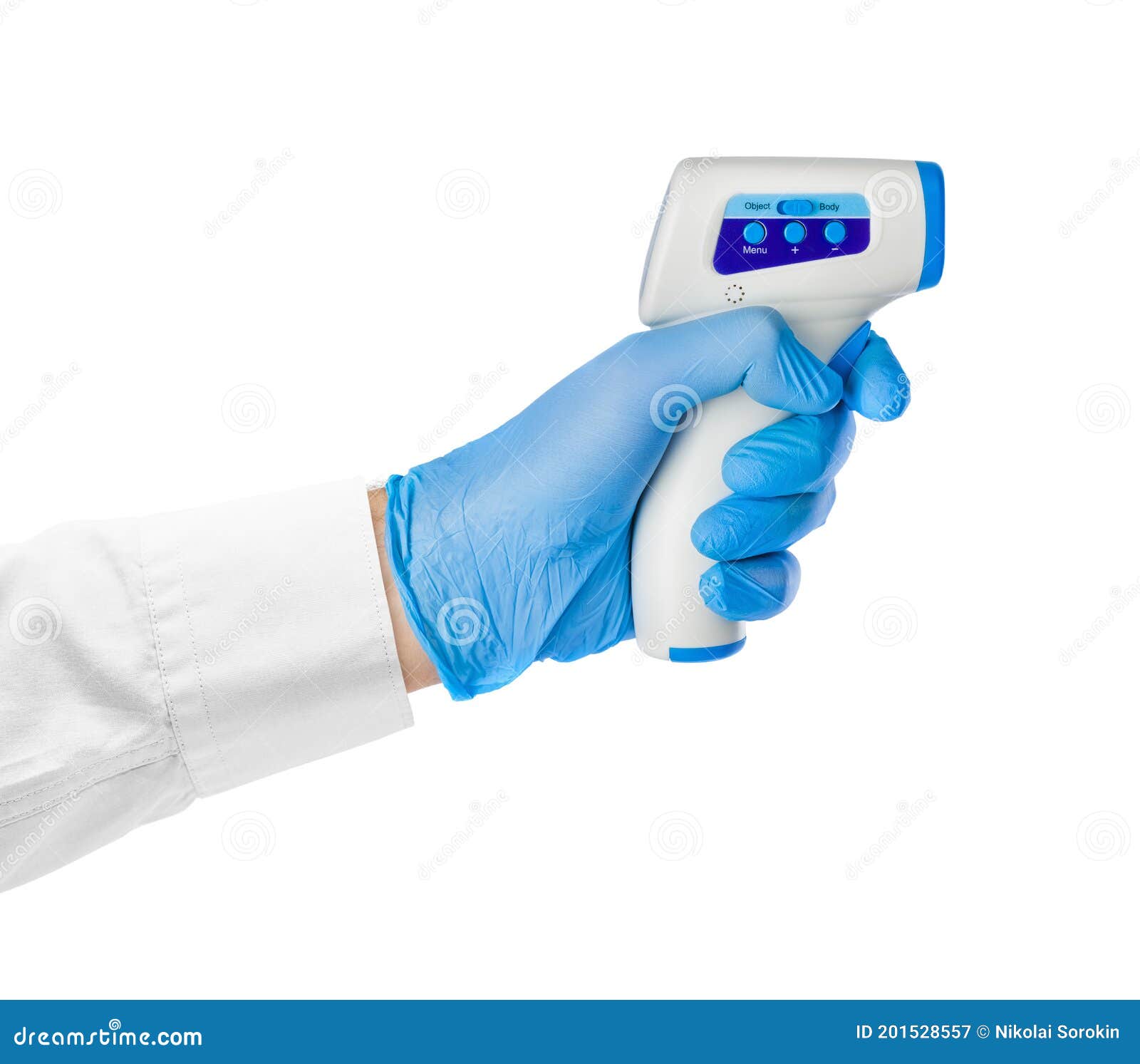 Hand with Infrared Thermometer Stock Image - Image of illness ...