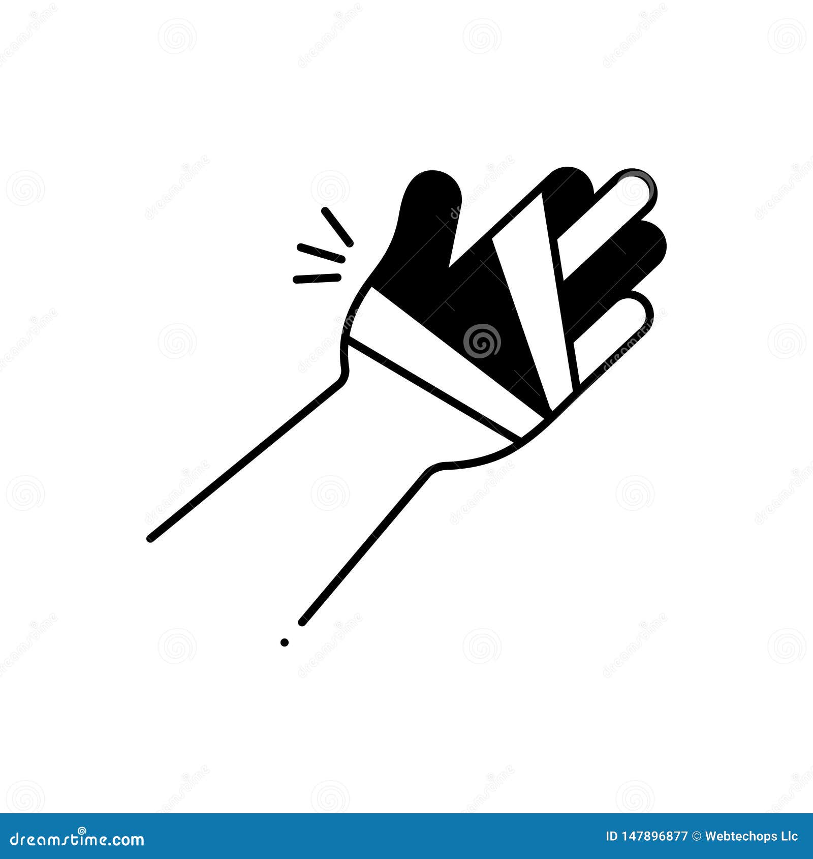 Black Solid Icon for Hand Injury, Bandaged and Damage Stock Vector ...