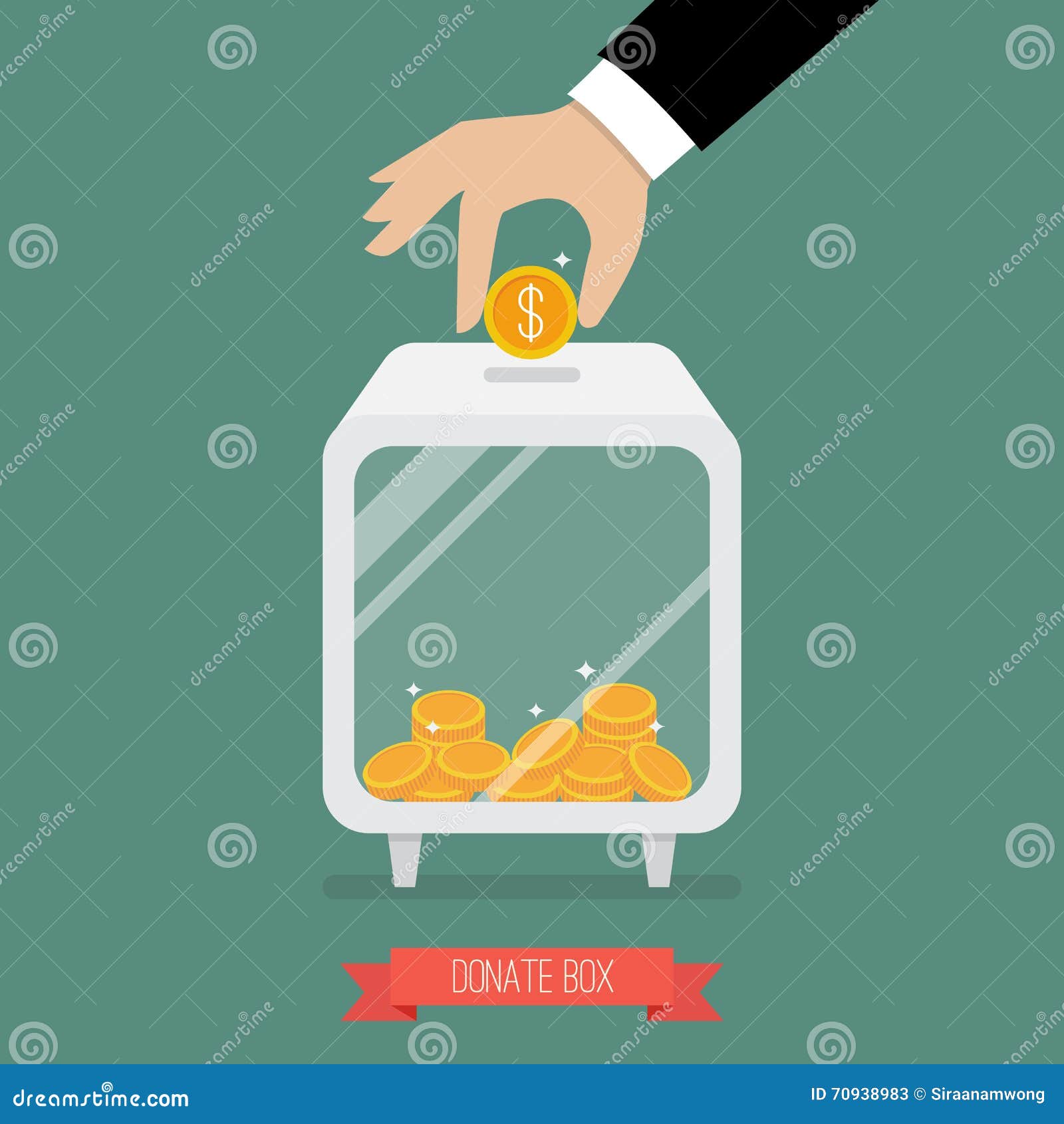 Hand Insert Coin into Donate Box Stock Vector - Illustration of ...