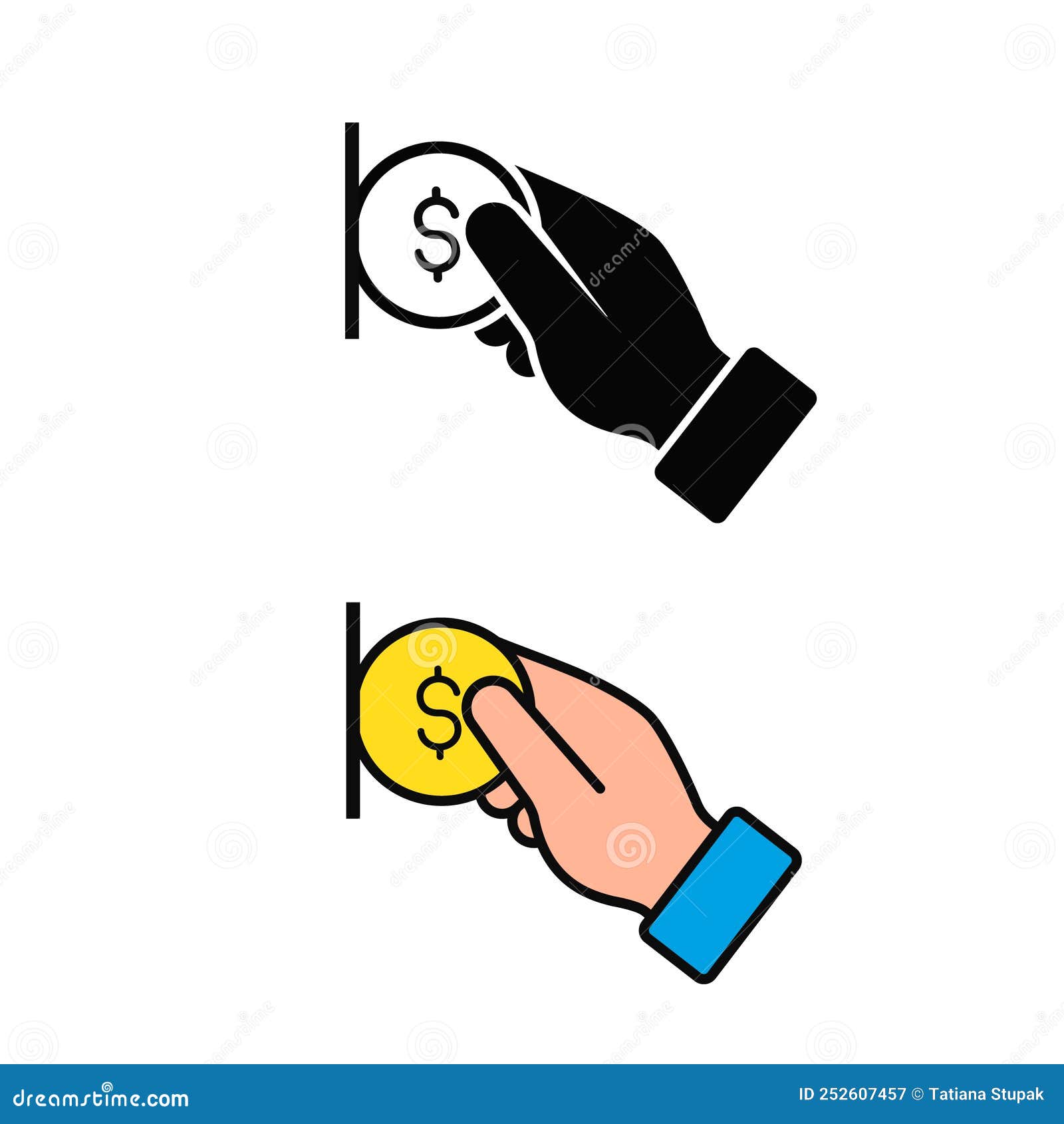 Hand Insert Coin Icon. Vector Flat Illustration Stock Illustration ...