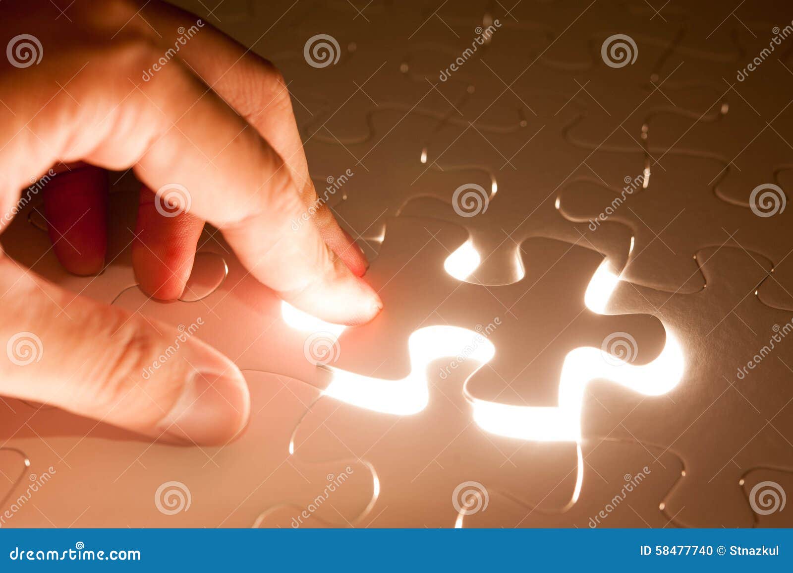 Hand Insert Jigsaw, Conceptual Image of Business Stock Photo - Image of ...