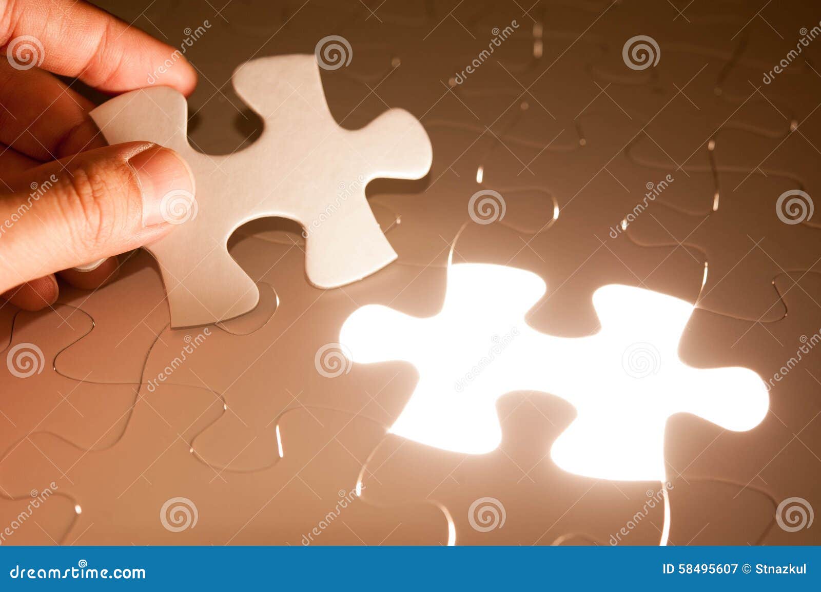 Hand Insert Jigsaw, Conceptual Image of Business Stock Image - Image of ...