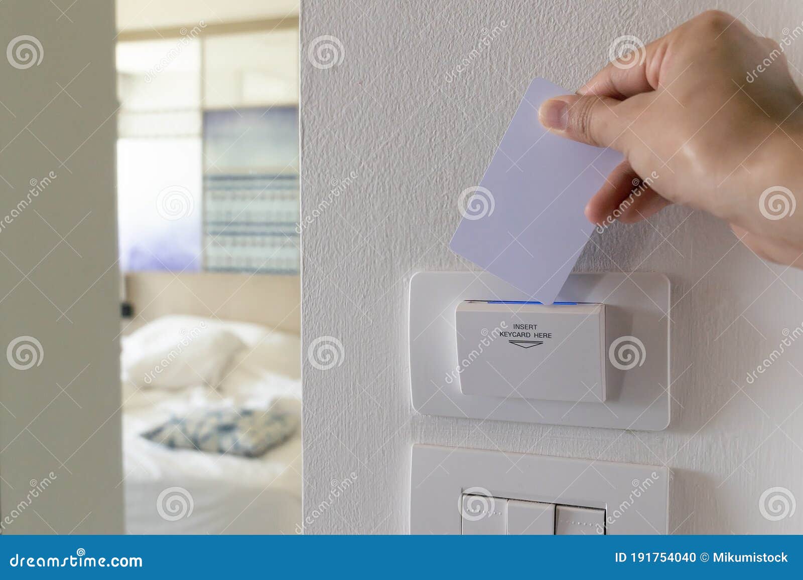 Hand insert key card stock photo. Image of enter, electrical - 191754040