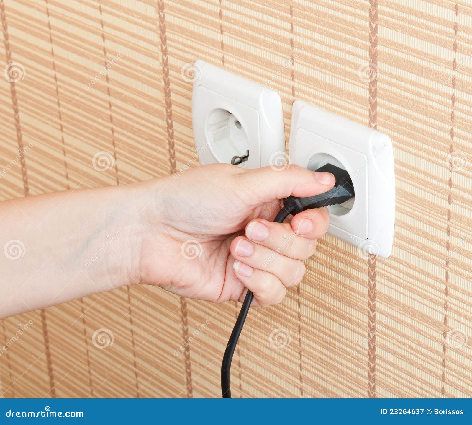 Hand Insert the Plug into the Power Stock Image - Image of indoors ...