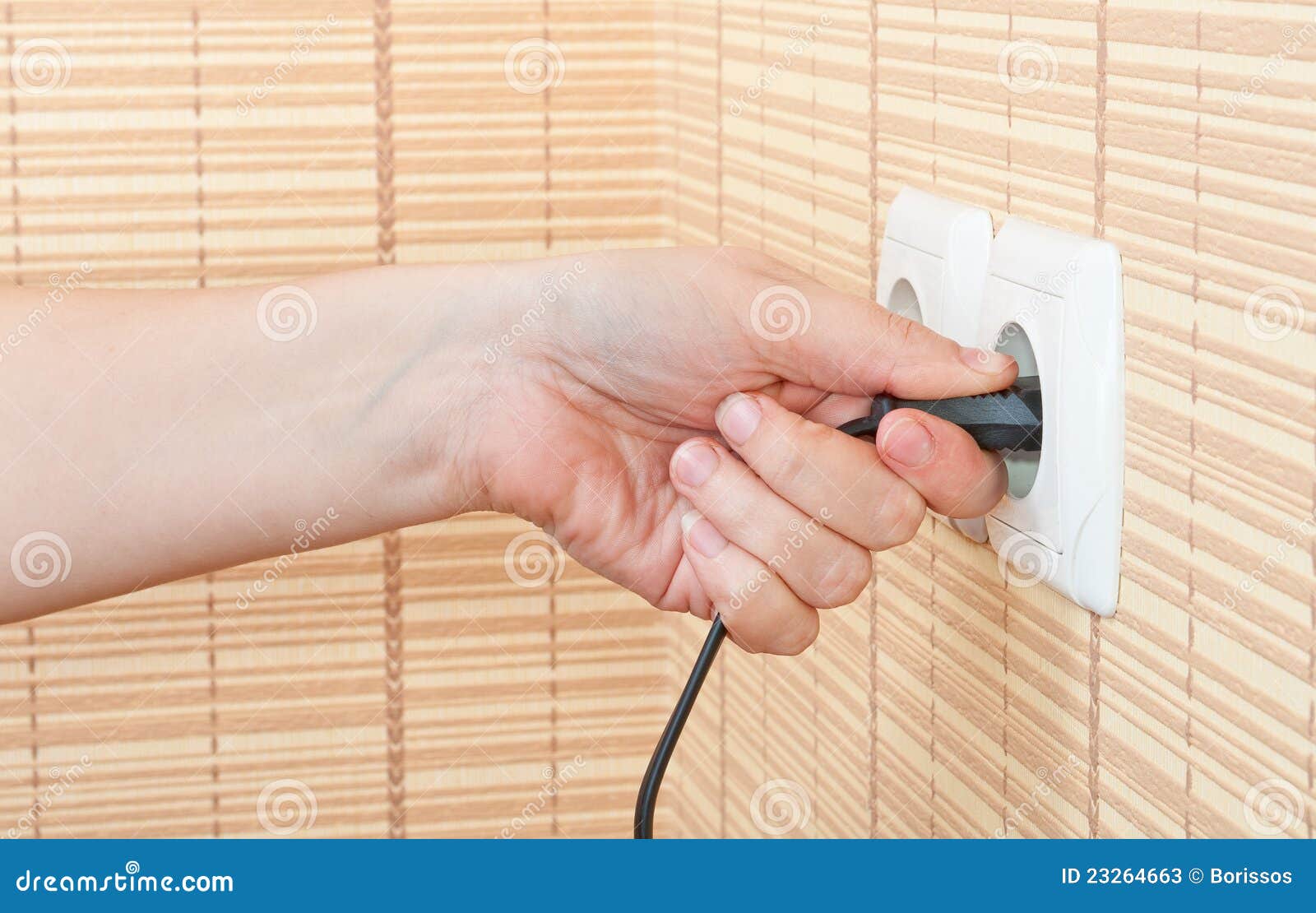 Hand Insert the Plug into the Power Stock Image - Image of generation ...