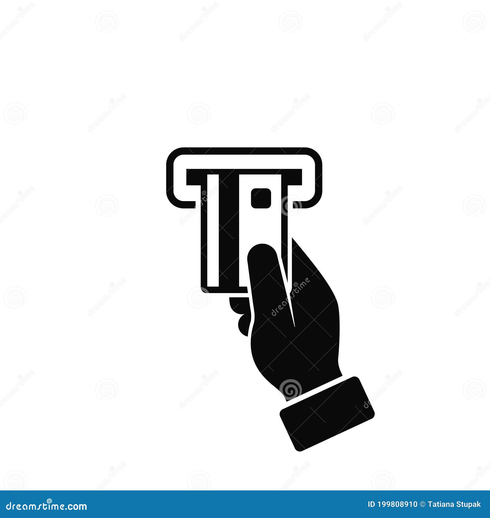 Hand Inserting ATM Card. Man Using ATM Machine Icon Stock Vector ...