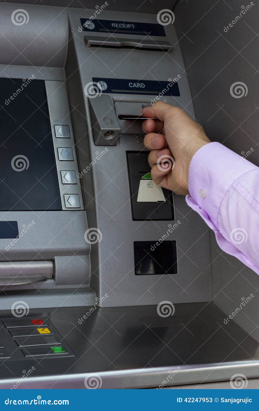Hand Inserting Card into Cash Machine Stock Image - Image of machine ...